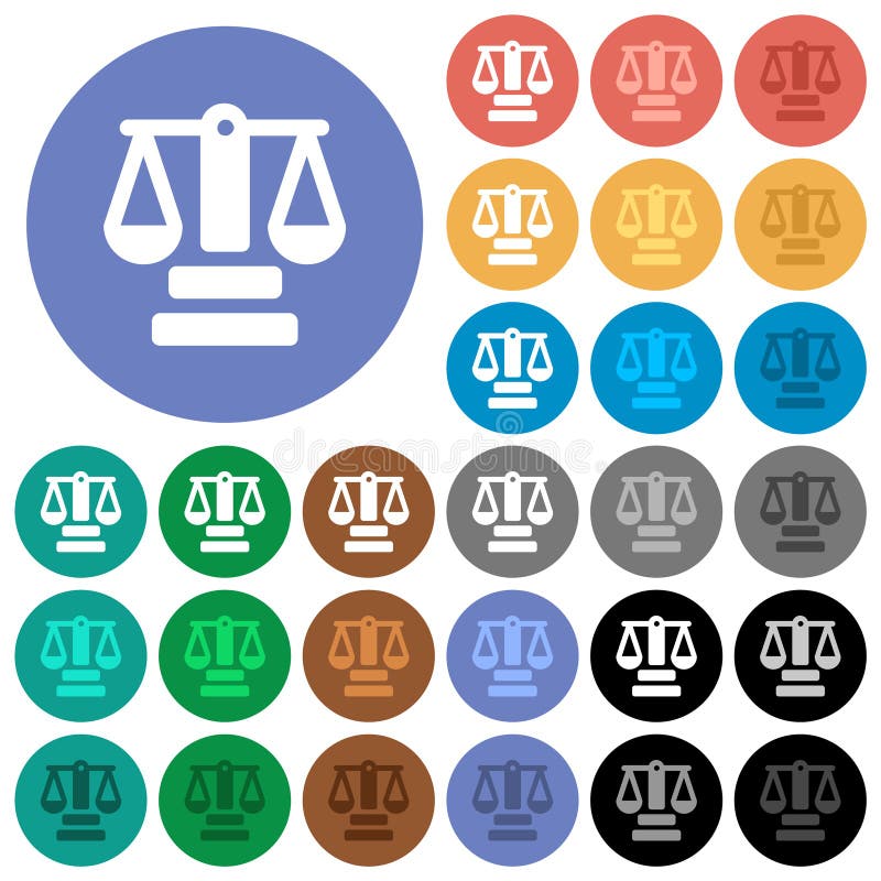 Justice Scale Solid Round Flat Multi Colored Icons Stock Vector - Illustration of jurisdiction ...