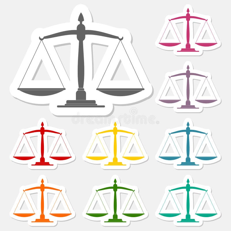 Justice scale stickers set stock vector. Illustration of lawyer - 83731897