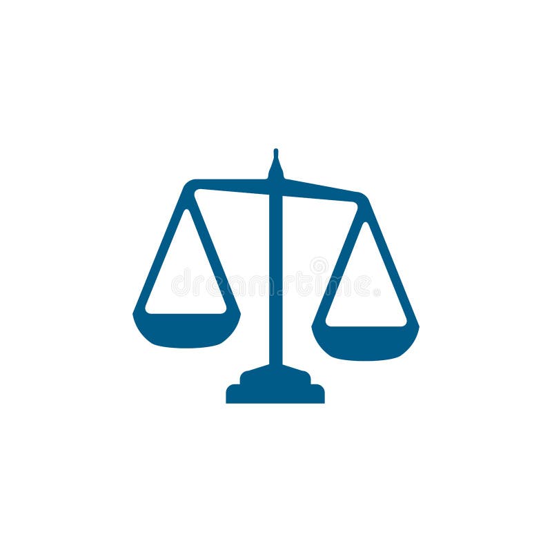 Justice Scales Blue Icon on White Background. Blue Flat Style Vector ...