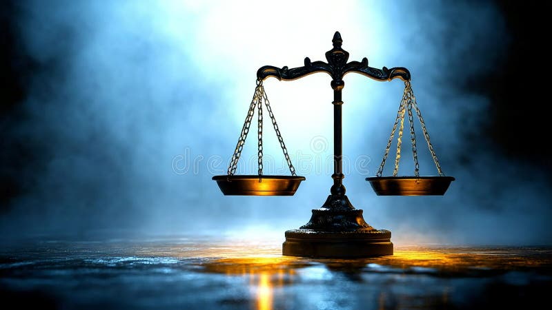 Justice Scales in a Dramatic Setting Stock Video - Video of ...