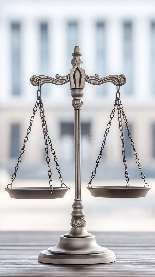 Justice Scales in Front of a Courthouse with Legal Balance Stock Photo ...