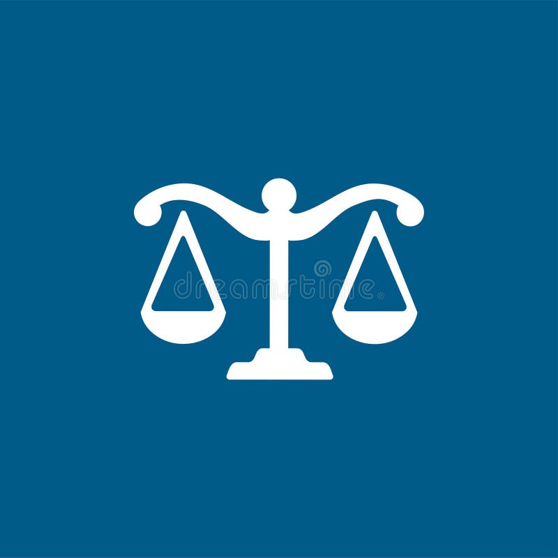 Justice Scales Icon on Blue Background. Blue Flat Style Vector ...