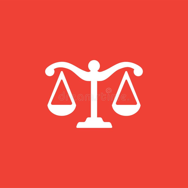 Justice Scales Icon on Red Background. Red Flat Style Vector ...
