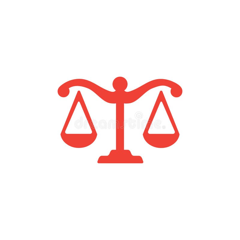 Justice Scales Red Icon on White Background. Red Flat Style Vector ...