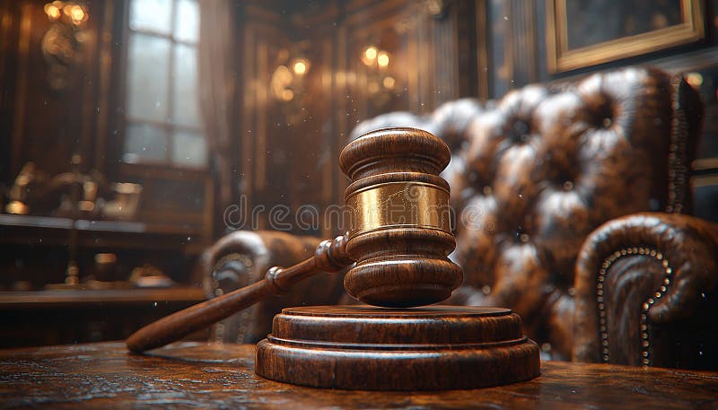 Justice Served in Old Courtroom with Rustic Wood Generated by AI Stock ...