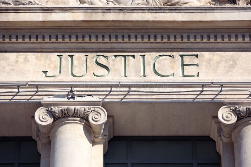 Justice Courthouse Building Sign, Law Courts Stock Image - Image of ...
