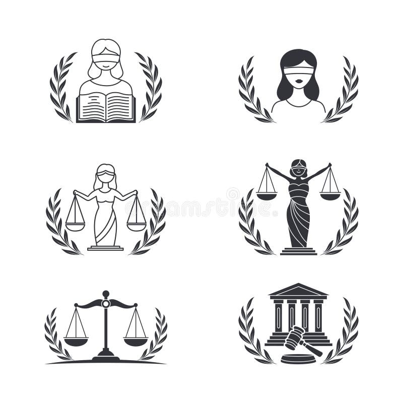Justice Sign or Symbol Collections with Hand Drawn Lineart Vector ...