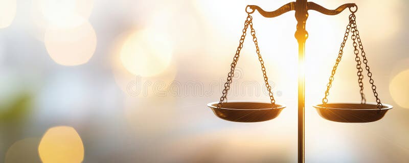 Justice Symbol in Balance Scales, with Light Rays , Double Exposure ...