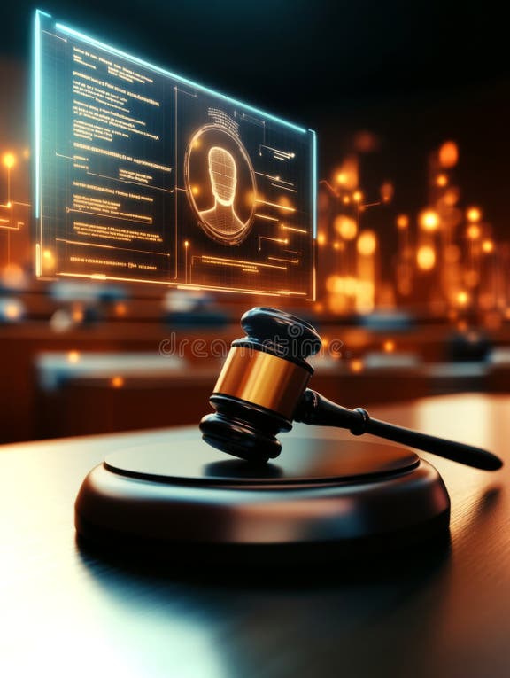 Justice System Represented with Gavel and Digital Interface Displaying ...