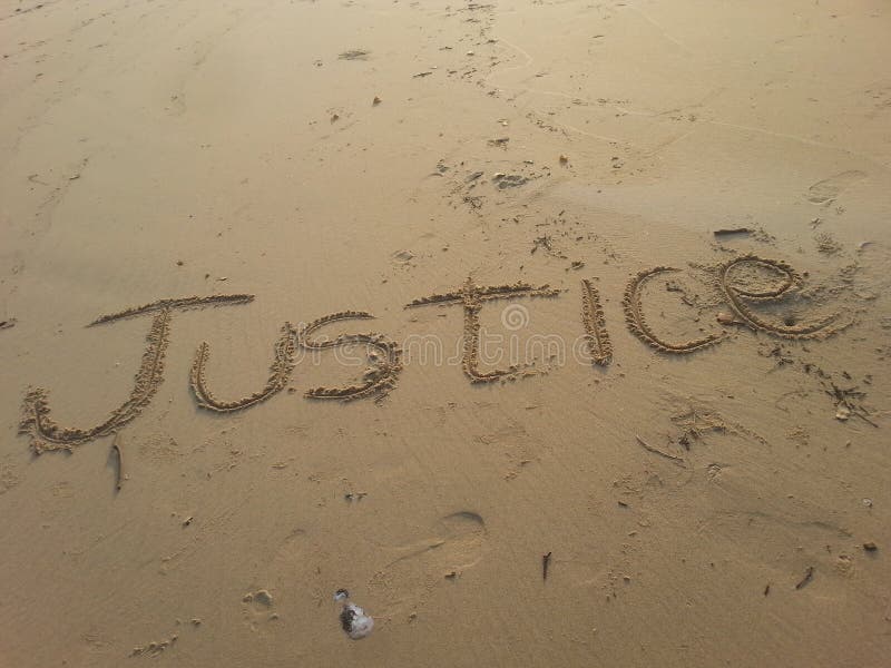 Justice Written on Beach Sand. Stock Photo - Image of love, beautiful ...