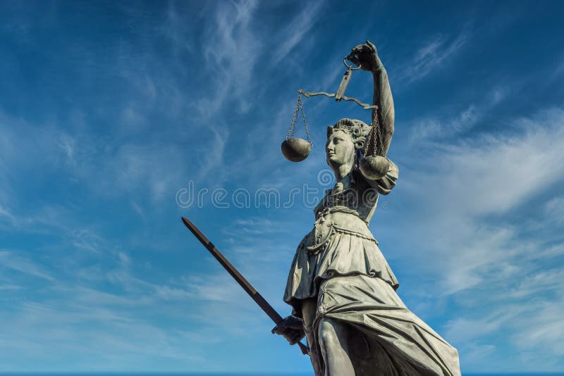 Justitia Monument in Frankfurt Roemerberg Low Angle Editorial Image ...