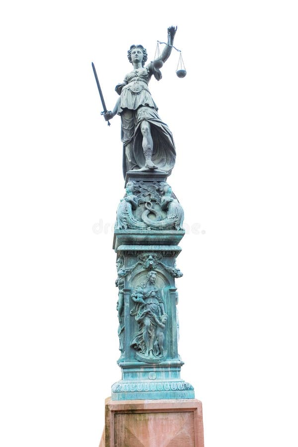 Justitia Statue on White Background Stock Image - Image of hessen ...