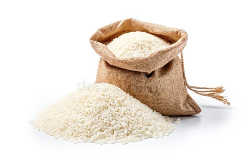 Isolated White Rice in Bag on White Background Stock Illustration ...