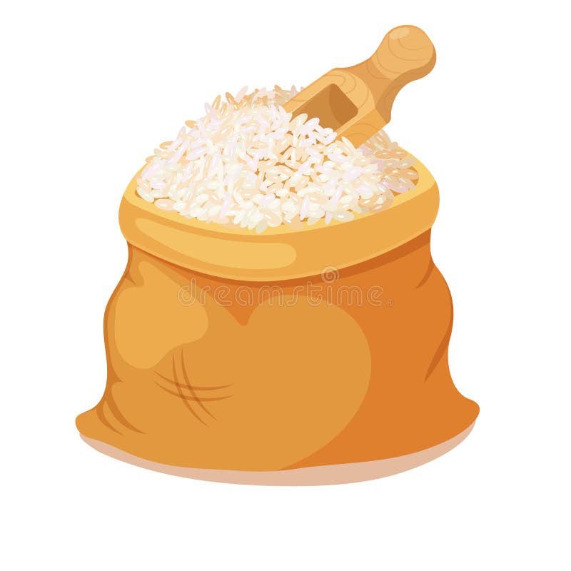 Jute Bag with Lot of Rice. Basmati Harvest Stock Vector - Illustration ...
