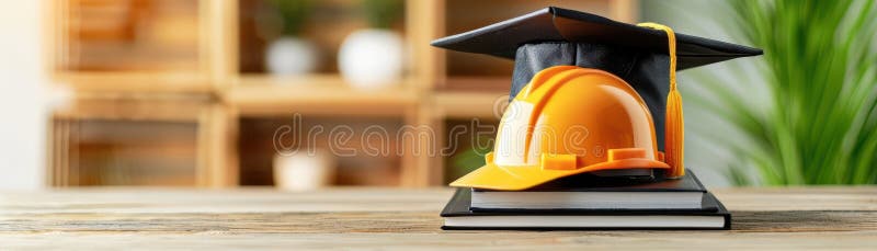 The Juxtaposition of a Graduation Cap and a Construction Helmet ...