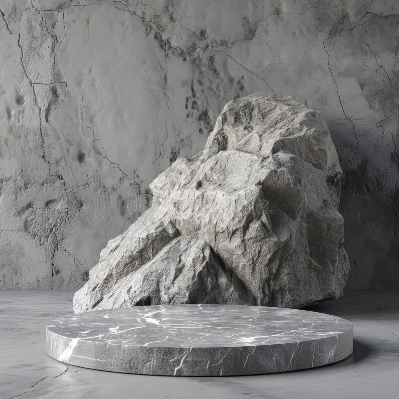 The Juxtaposition of a Rugged Rock and a Circular Marble Platform ...