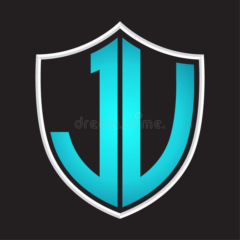 JV Logo Monogram With Shield Shape Isolated Blue Colors On Outline ...
