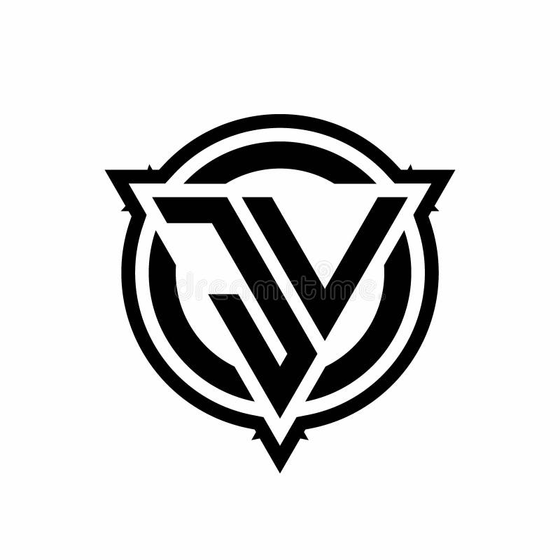 JV Logo with Triangle Shape and Circle with Outline Rounded Design ...
