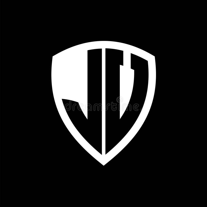 JV Monogram Logo with Bold Letters Shield Shape with Black and White ...