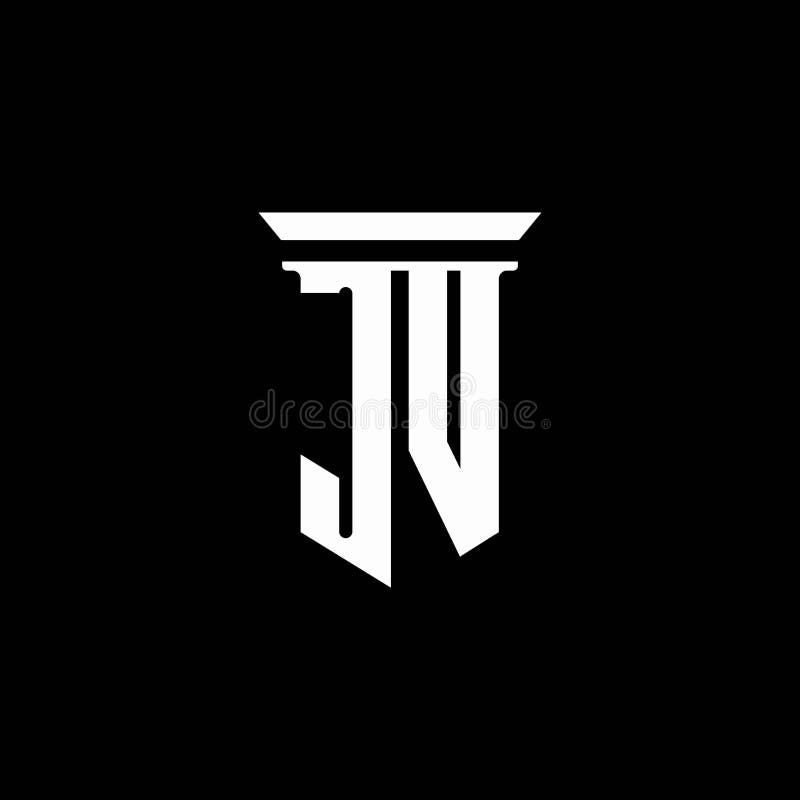 JV Monogram Logo with Emblem Style Isolated on Black Background Stock ...
