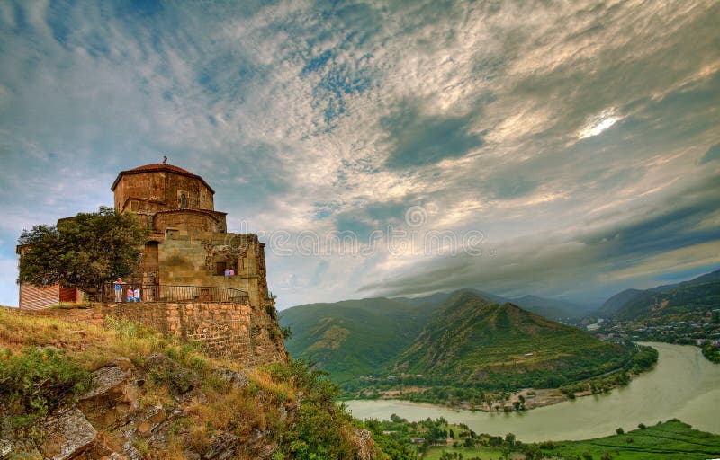 Jvari Monastery stock photo. Image of mtkvari, clouds - 4344582