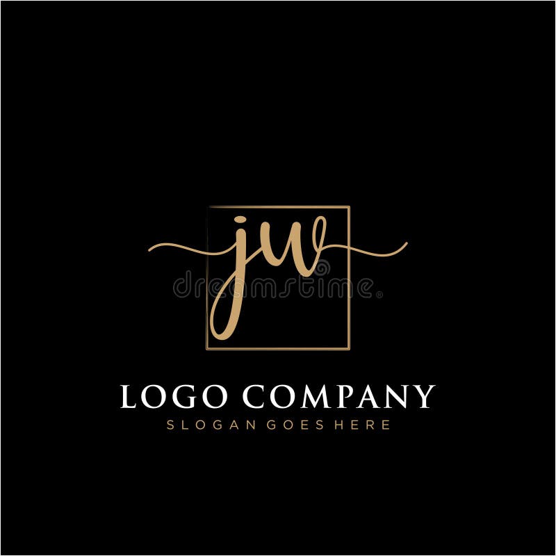 JW Initial Handwriting Logo with Rectangle Template Vector Stock Vector ...