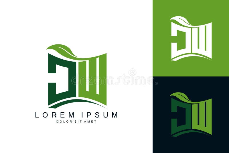 JW Logo Monogram with Green Leaf Nature Organic Bio Curved Shape ... JW Logo Monogram with Green Leaf Nature Organic Bio Curved Shape ...