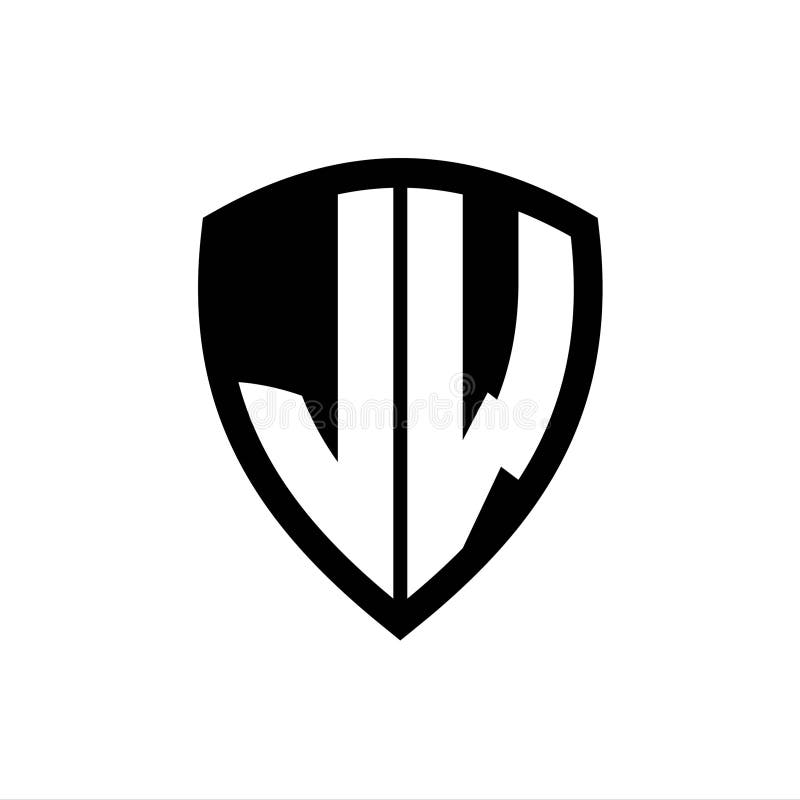 JW Monogram Logo with Bold Letters Shield Shape with Black and White ...