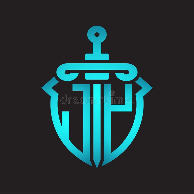 JY Logo Monogram with Sword and Shield Combination Isolated Blue Colors ...