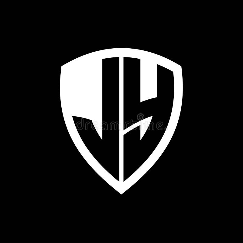 JY Monogram Logo with Bold Letters Shield Shape with Black and White ...