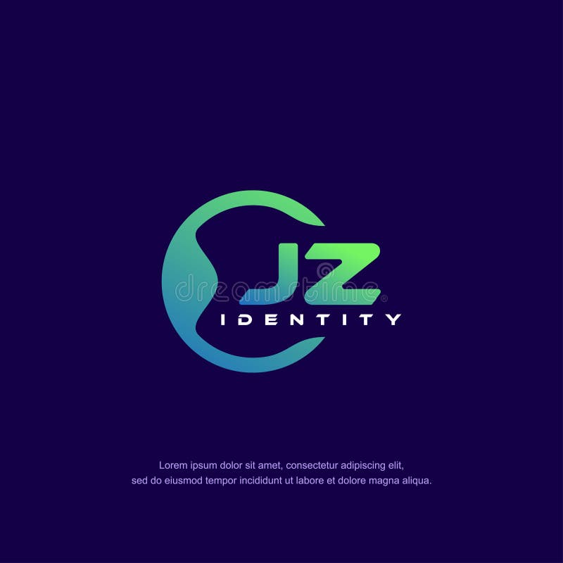 JZ Initial Letter Circular Line Logo Template Vector with Gradient ...