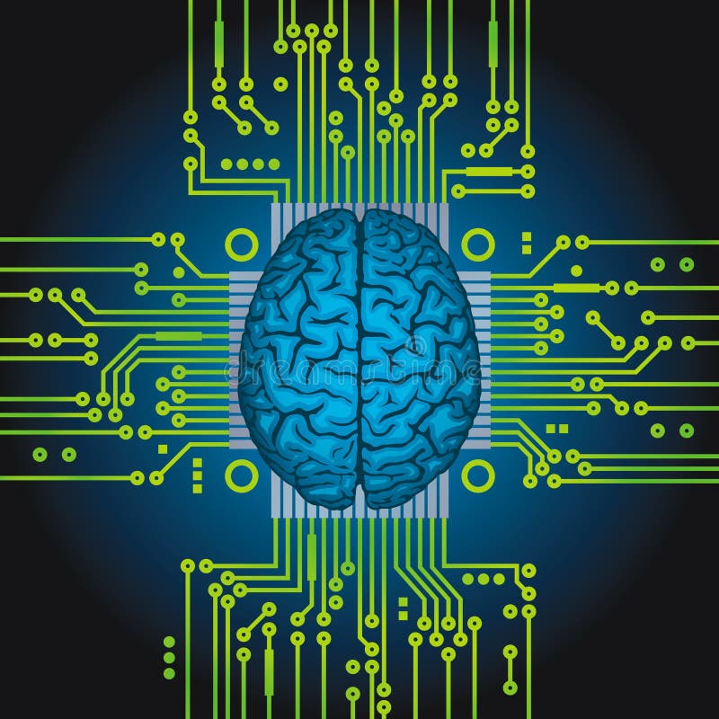 Gehirn Der Künstlichen Intelligenz Linke Und Rechte Hemisphäre Mit ...