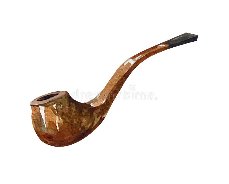 Tobacco Smoking Pipe.Captain S Pipe, Mouthpiece.watercolor Illustration ...