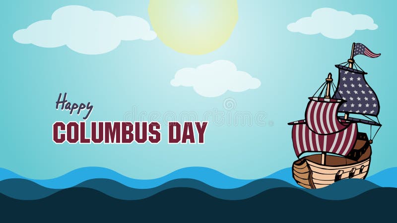 Columbus Day Background with Illustration of Ship Stock Vector ...