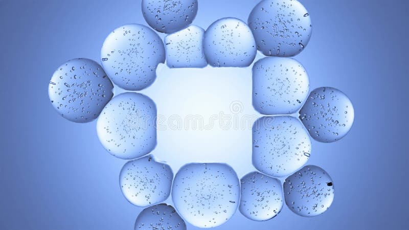 4K Abstract Bubbles with Copy or Logo Square Cube Frame on Soft Blue ...