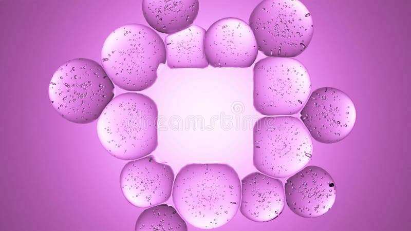 4K Abstract Bubbles with Copy or Logo Square Cube Frame on Soft Violet ...