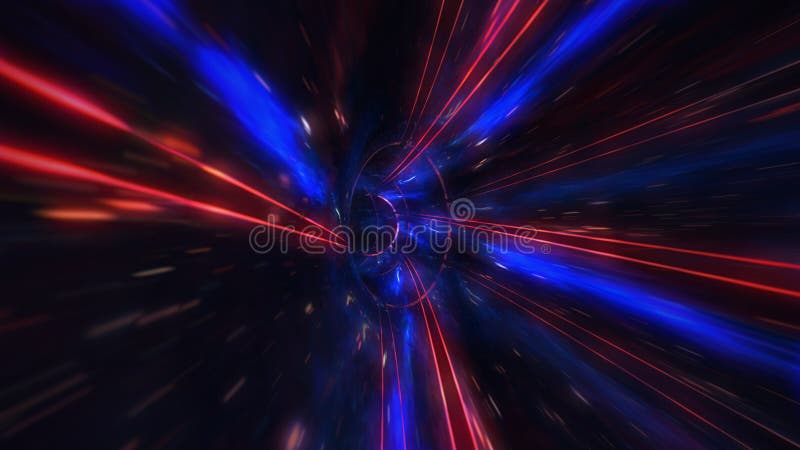 4K Motion Design. Flight through the Lighting Space Tunnel. Wormhole ...