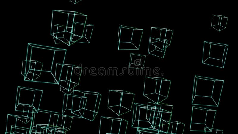 4k Abstract 3d Box Mesh Cube Frame Line Wireframe Space Particle ...