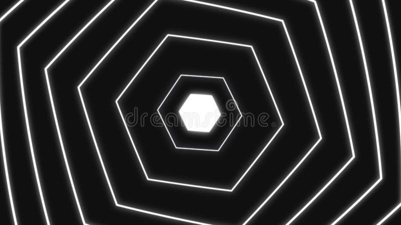 4K Abstract Hexagon Infinity Zoom Loop Animation Black and White Stock ...