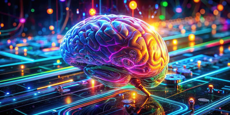 8K AIGenerated Panoramic a Futuristic Digital Brain Explores the ...