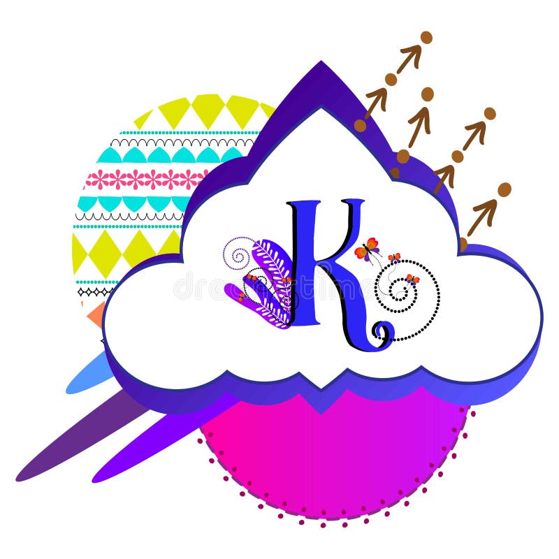 K Alphabet. Letter K Gradient Label. Vector Sticker Frame Using Shapes ...