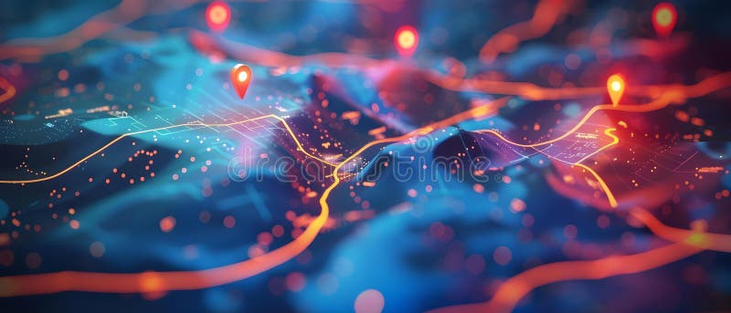 K Animated City Map App Screen with GPS Pins Rising. Concept Animation ...