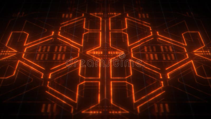 4k Animated Orange Technology Background. 3d Render of Abstract Data ...