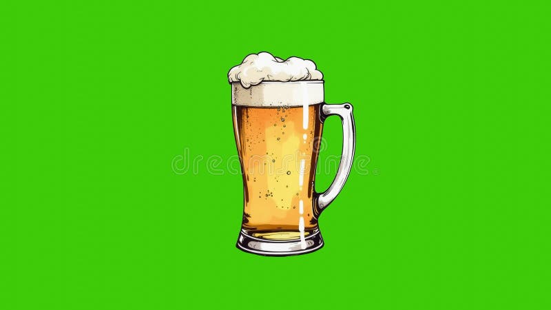 4k Animation Beer Glass Icon Isolated on Green Screen. Stock Video ...