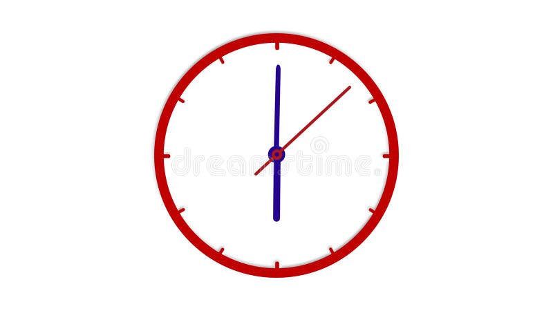 4k Animation of Clock Arrows Walking Fast Clockwise Over White ...