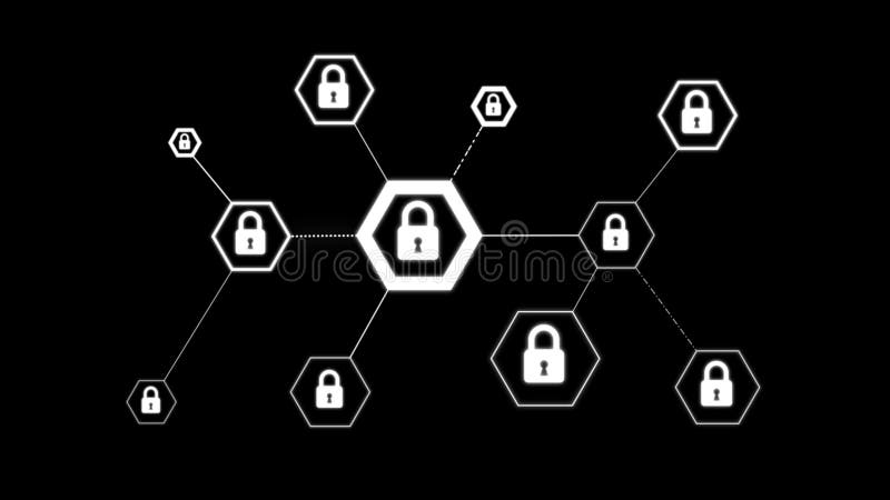 4K Animation Hexagon Shape with Lock Icon for Network Security Padlock ...