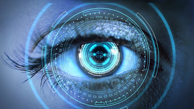 4k Animation Interface Brain and Computer Merge, Futuristic Human Eye ...