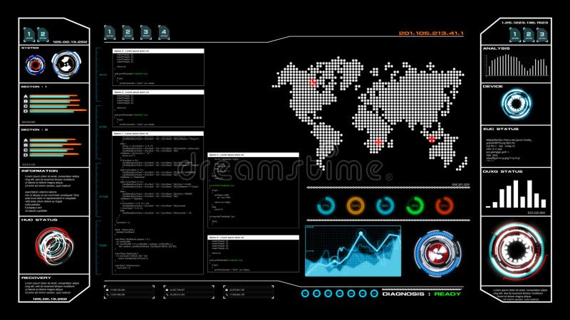 4K Animation Map with Loading Percentage Pi Element on Dark Abstract ...