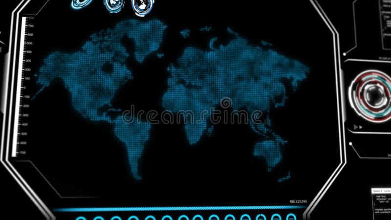 4K Animation Map with Loading Percentage Pi Element on Dark Abstract ...