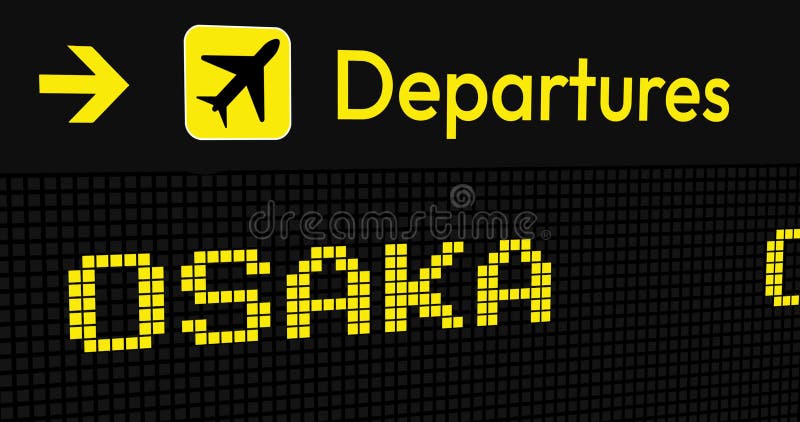 4K Animation of Osaka Flight Departure Status: Seamless Loop Displaying ...